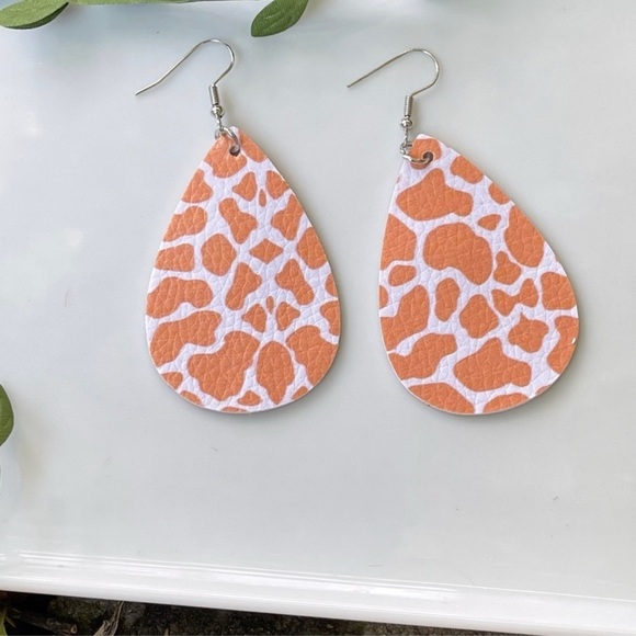 Jewelry | Cow Print Leather Earrings | Poshmark